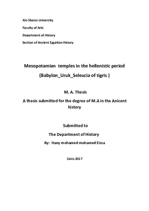 (PDF) Mesopotamian temples in the hellenistic period(Babylon_Uruk ...