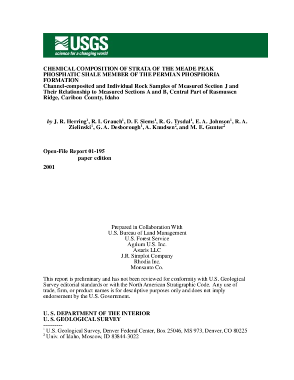 (PDF) Chemical composition of strata of the Meade Peak Phosphatic Shale ...