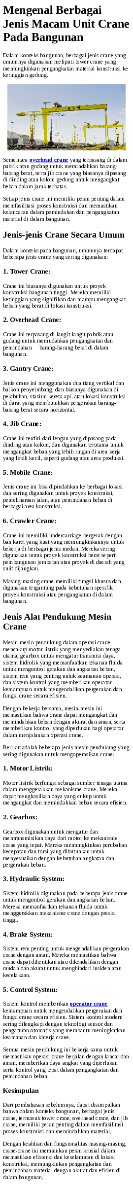 (PDF) Mengenal Berbagai Jenis Macam Unit Crane Pada Bangunan