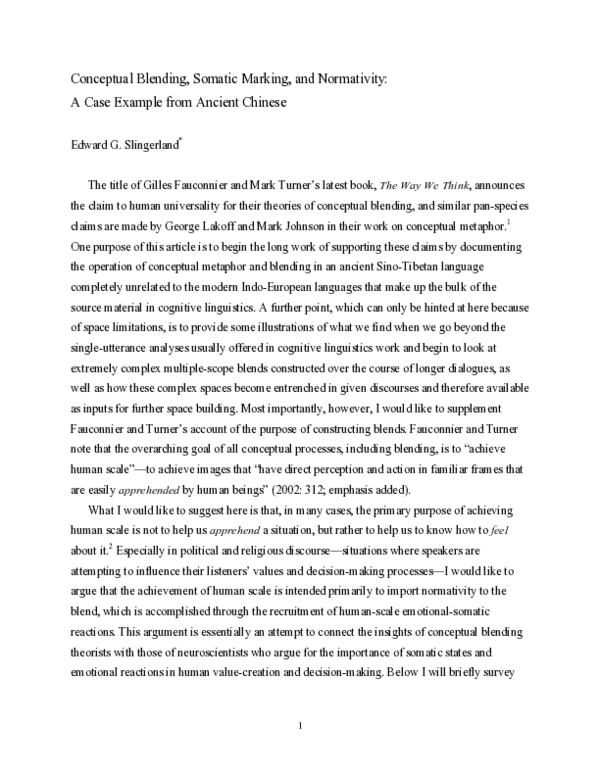 (PDF) Conceptual blending, somatic marking, and normativity: a case ...