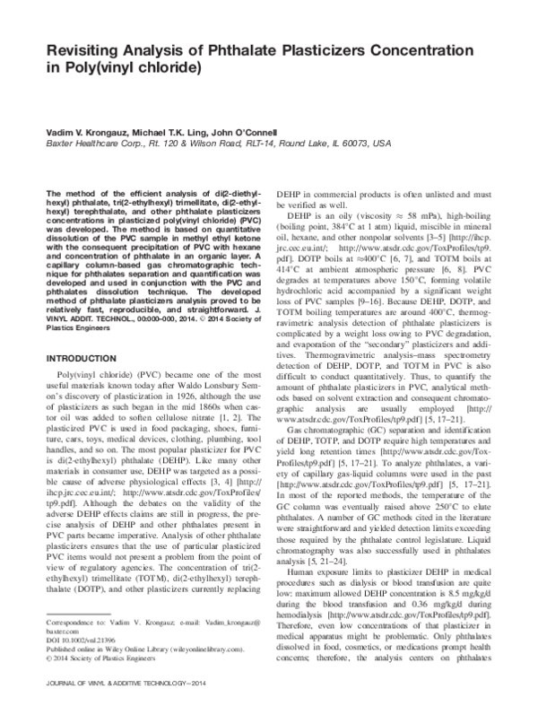 (PDF) Revisiting analysis of phthalate plasticizers concentration in ...