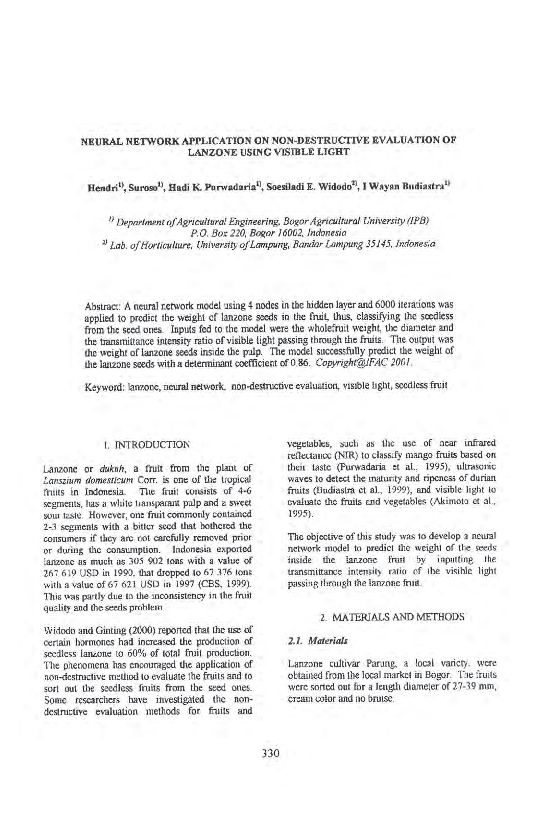 Pdf Neural Network Application On Non Destructive Evaluation Of Lanzone Using Visible Light