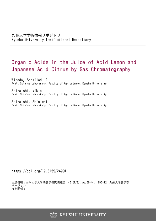 (PDF) Organic Acids in the Juice of Acid Lemon and Japanese Acid Citrus ...