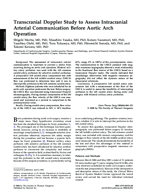 (PDF) Transcranial Doppler Study to Assess Intracranial Arterial ...