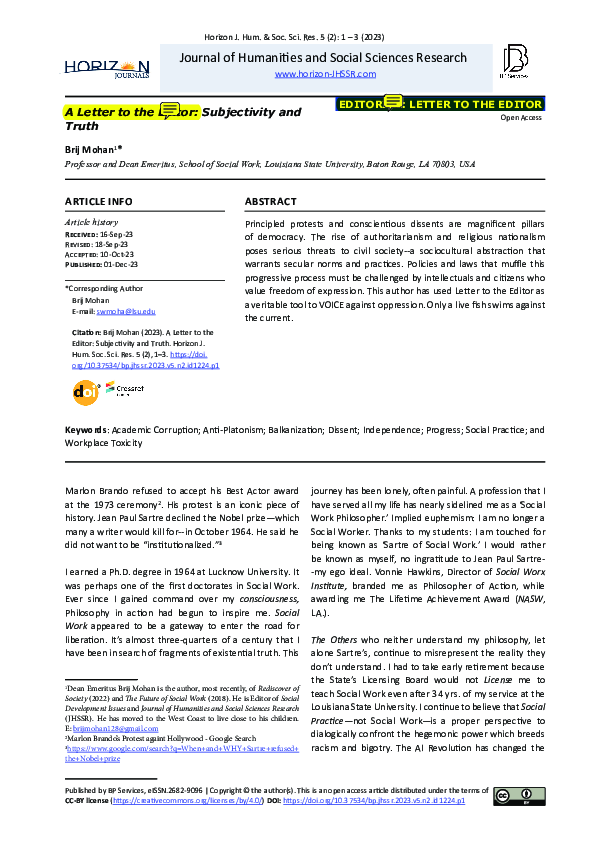 (PDF) Journal of Humanities and Social Sciences Research