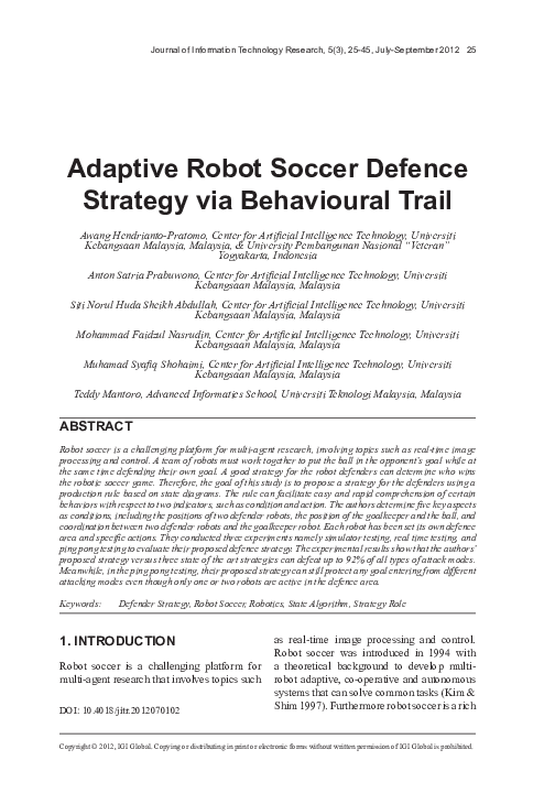 (PDF) Adaptive Robot Soccer Defence Strategy via Behavioural Trail