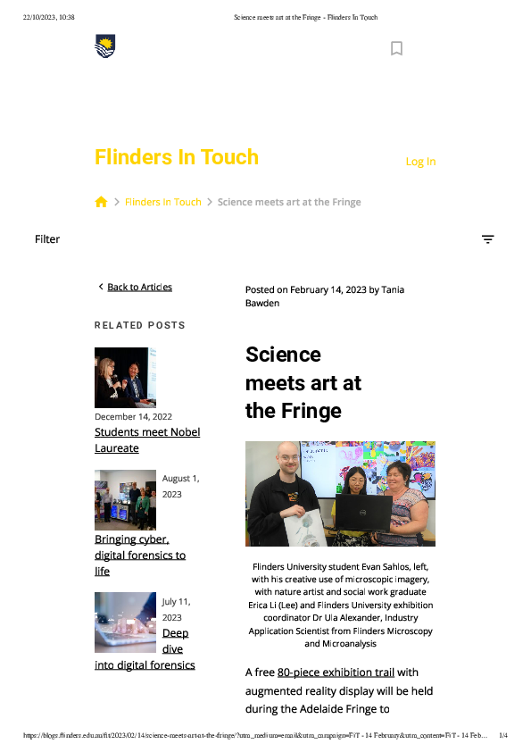(PDF) Science meets art at the Fringe