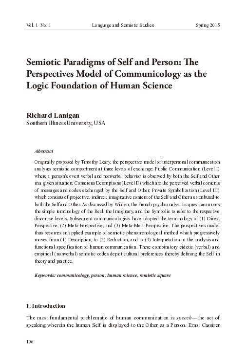 (PDF) Semiotic Paradigms of Self and Person: The Perspectives Model of ...