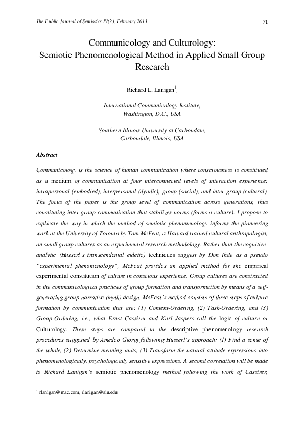 (PDF) Communicology and Culturology: Semiotic Phenomenological Method ...