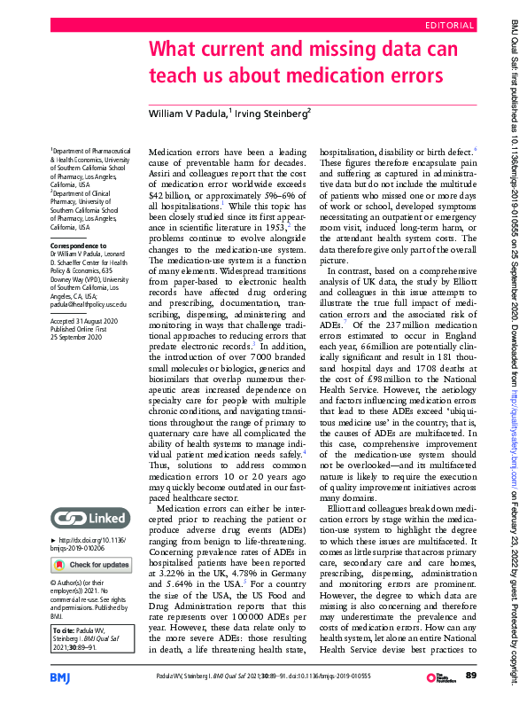 (PDF) What current and missing data can teach us about medication errors