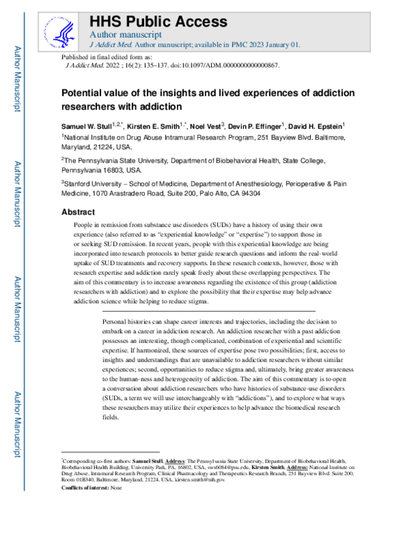 (PDF) Potential Value of the Insights and Lived Experiences of ...