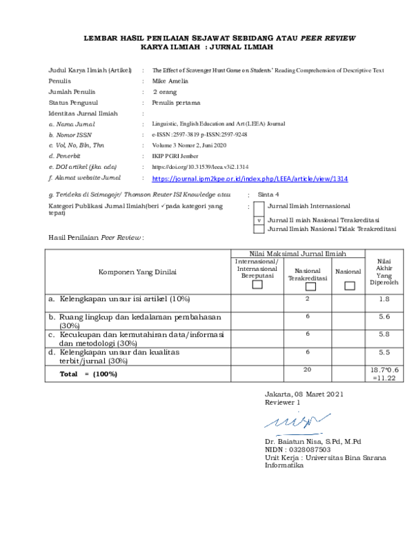 (PDF) The Effect of Scavenger Hunt Game on Students’ Reading ...