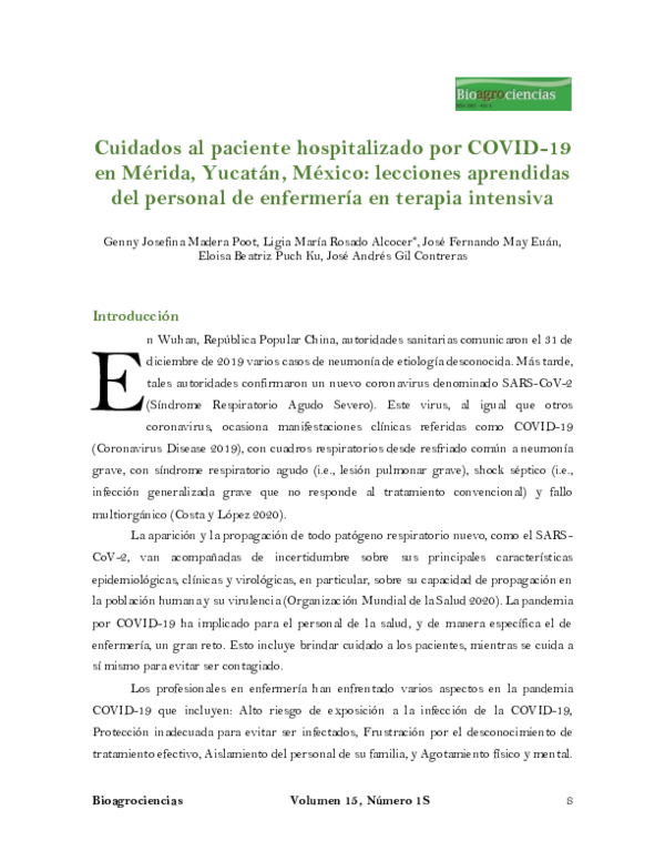 (PDF) Cuidados al paciente hospitalizado por COVID-19 en Mérida ...