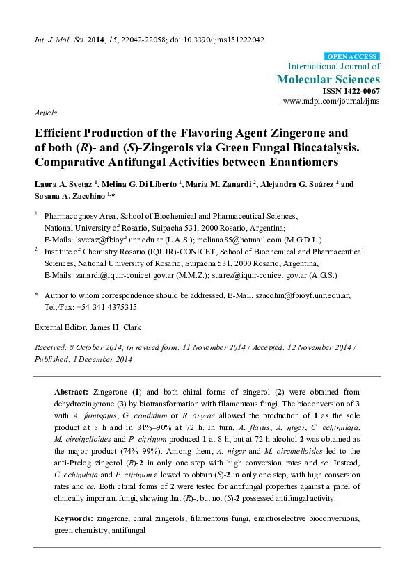 (PDF) Article Efficient Production of the Flavoring Agent Zingerone and ...
