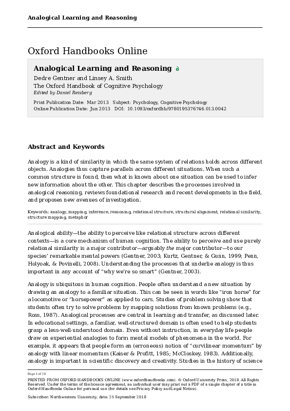 (PDF) Analogical Learning and Reasoning