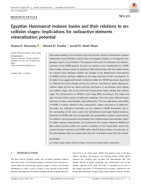(PDF) Egyptian Hammamat molasse basins and their relations to arc ...