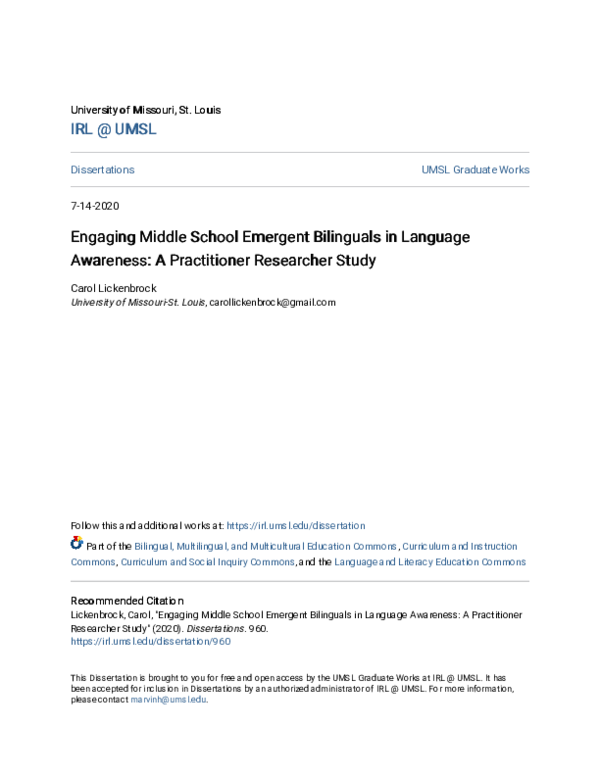 (PDF) Engaging Middle School Emergent Bilinguals in Language Awareness ...