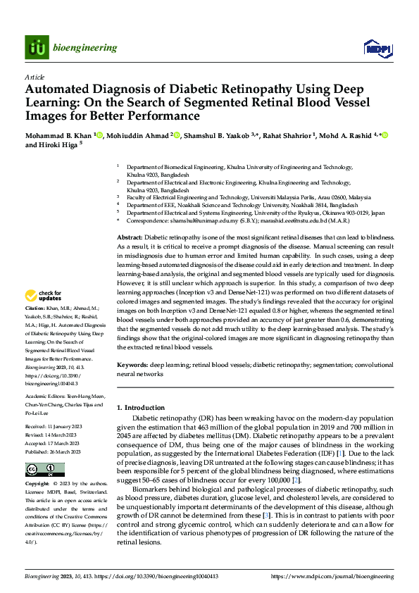 (PDF) Automated Diagnosis of Diabetic Retinopathy Using Deep Learning: On the Search of ...