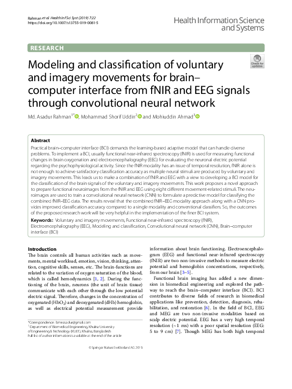 (PDF) Modeling and classification of voluntary and imagery movements for brain–computer ...
