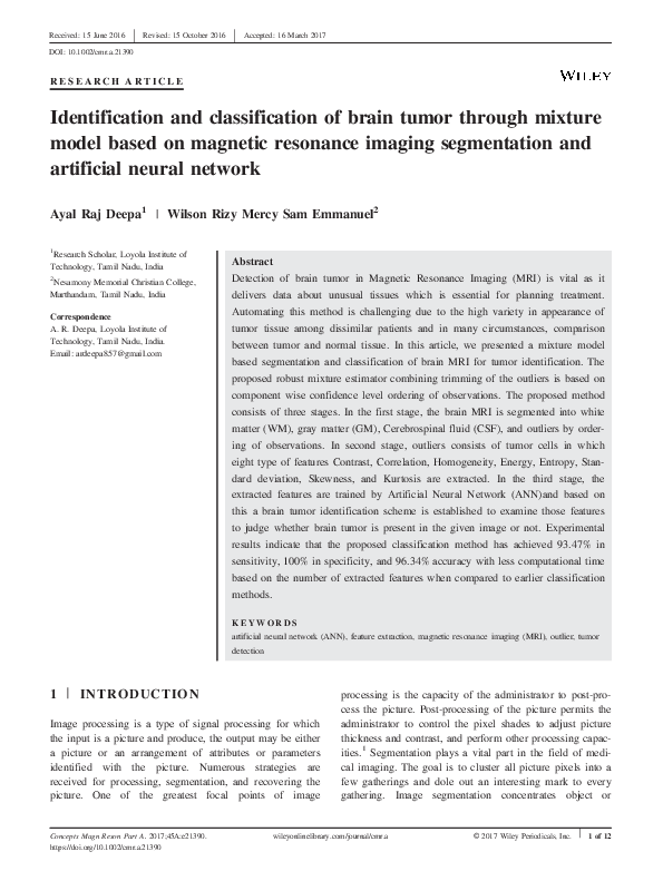 (PDF) Identification and Classification of Brain Tumor from MRI with ... (PDF) Identification and Classification of Brain Tumor from MRI with ...