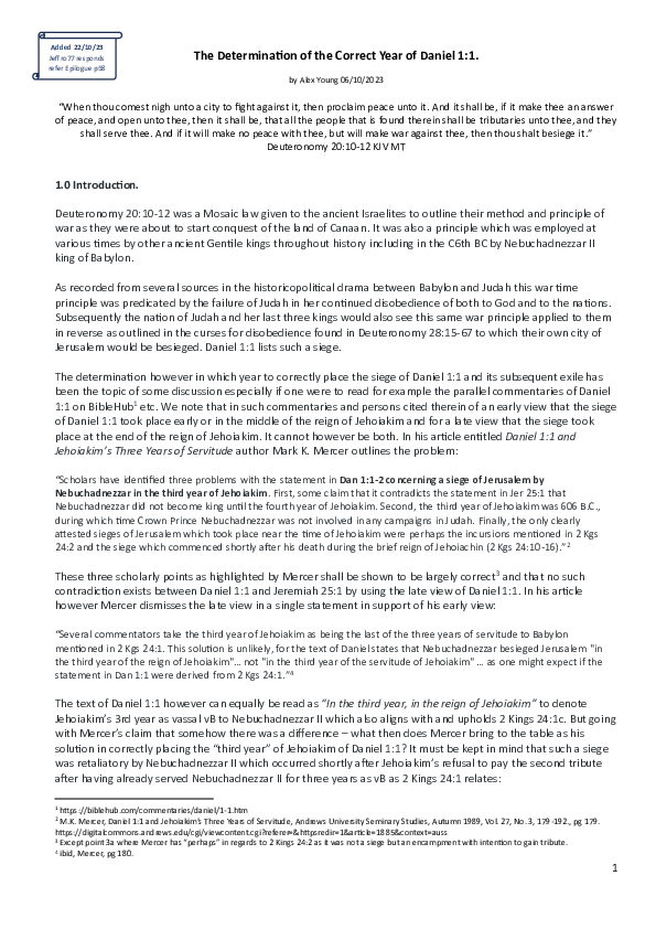 (PDF) The Determination of the Correct Year of Daniel 1:1