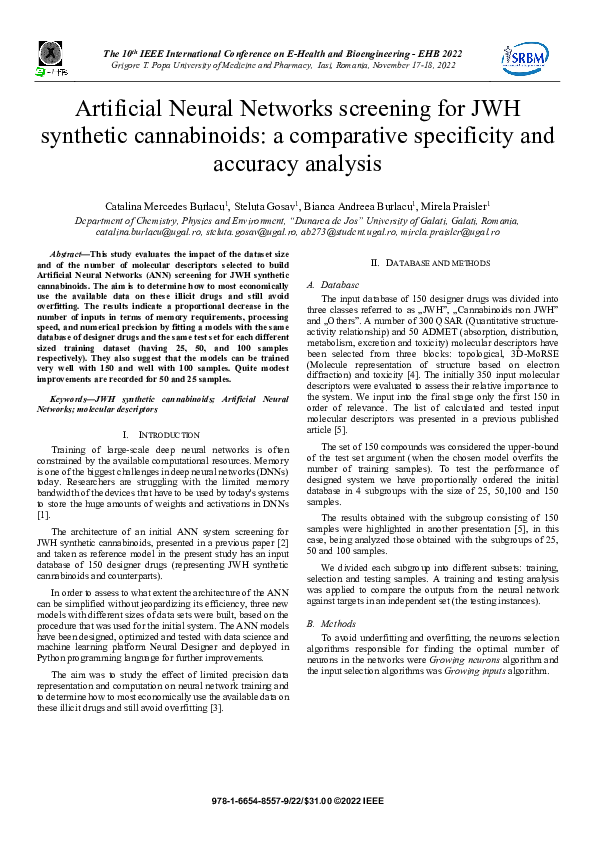 (PDF) Artificial Neural Networks screening for JWH synthetic cannabinoids: a comparative ...
