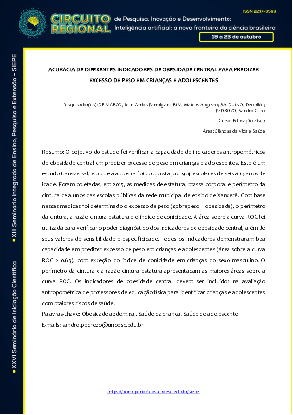 (PDF) Acurácia De Diferentes Indicadores De Obesidade Central Para ...