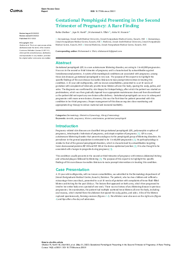 (PDF) Gestational Pemphigoid Presenting in the Second Trimester of ...