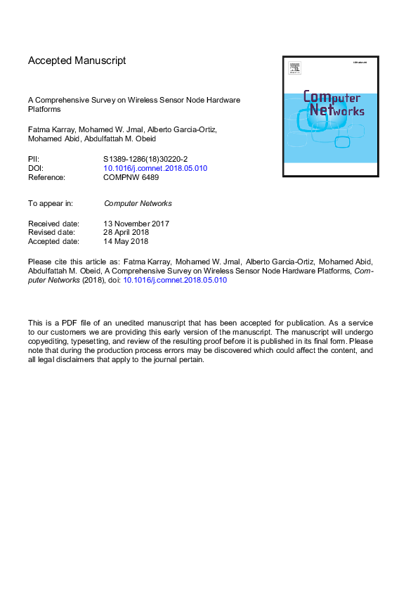 (PDF) A comprehensive survey on wireless sensor node hardware platforms