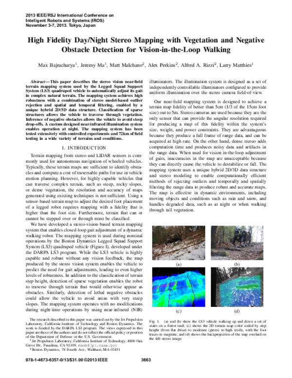 (PDF) High fidelity day/night stereo mapping with vegetation and negative obstacle detection for ...