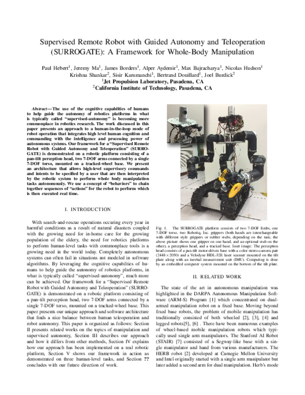 (PDF) Supervised Remote Robot with Guided Autonomy and Teleoperation ...