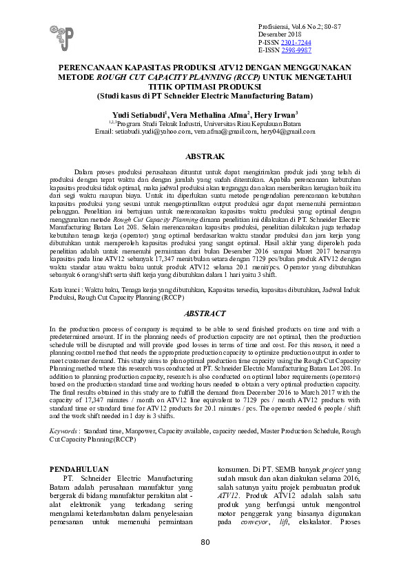 (PDF) PERENCANAAN KAPASITAS PRODUKSI ATV12 DENGAN MENGGUNAKAN METODE ...