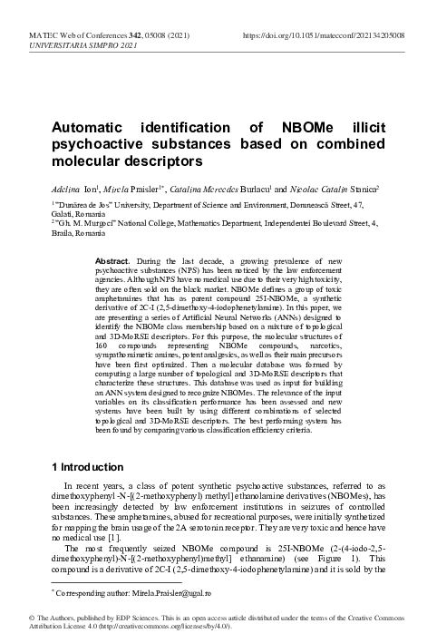 (PDF) Automatic identification of NBOMe illicit psychoactive substances ...