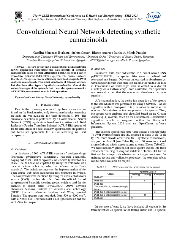 (PDF) Convolutional Neural Network detecting synthetic cannabinoids