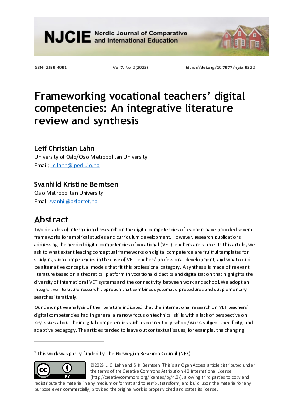 (PDF) Frameworking vocational teachers’ digital competences