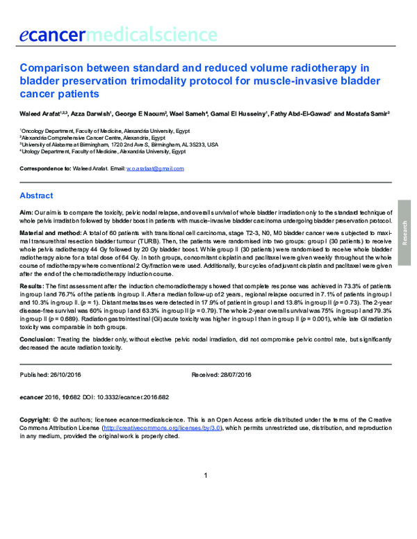 (PDF) Comparison between standard and reduced volume radiotherapy in ...