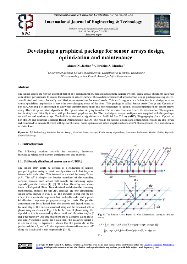 Pdf Developing A Graphical Package For Sensor Arrays Design Optimization And Maintenance