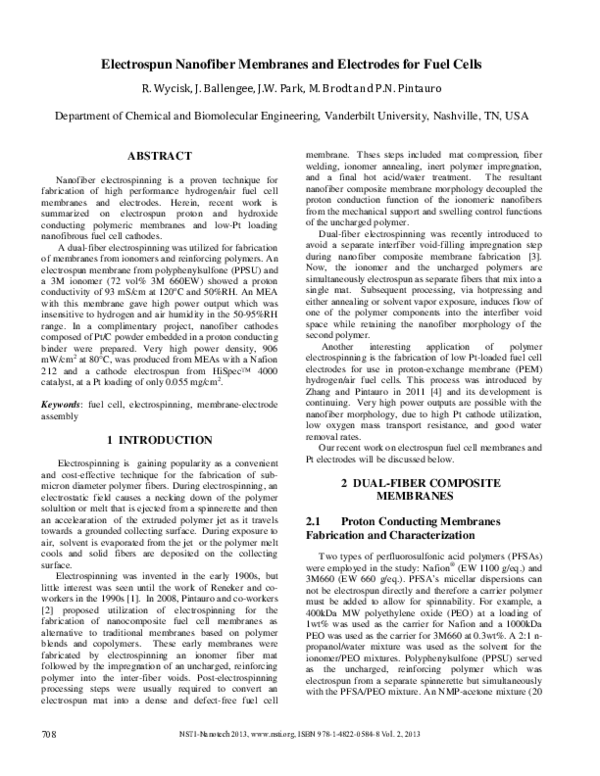 (PDF) Electrospun Nanofiber Membranes and Electrodes for Fuel Cells