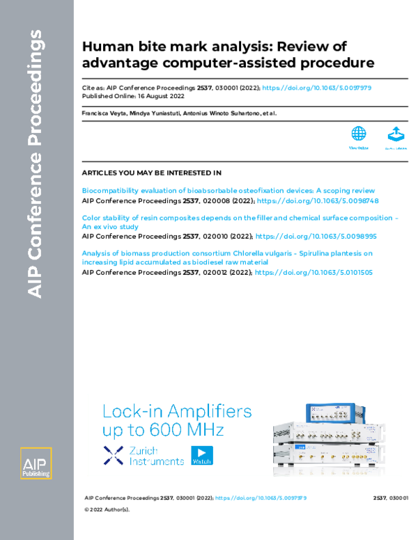 (PDF) Human bite mark analysis: Review of advantage computer-assisted ...