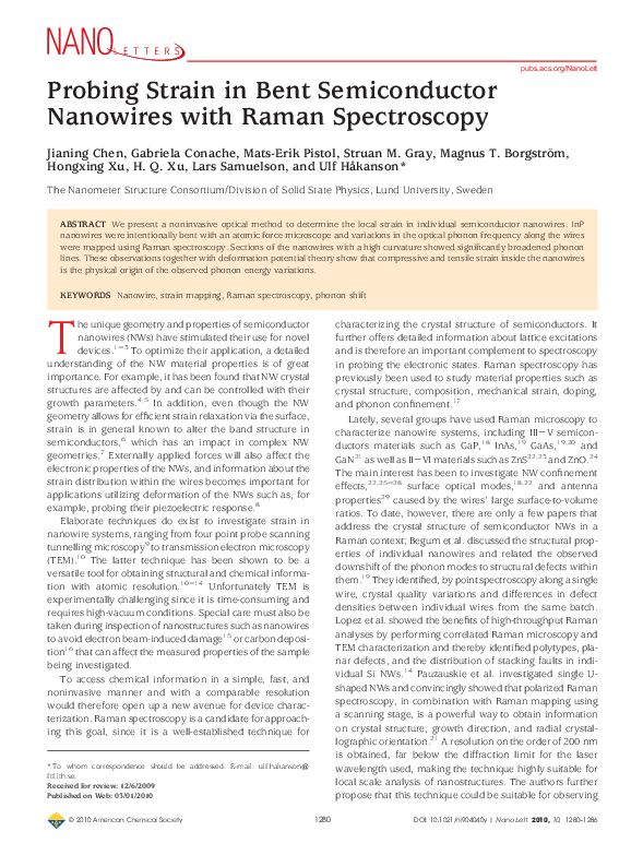 (PDF) Probing Strain in Bent Semiconductor Nanowires with Raman Spectroscopy