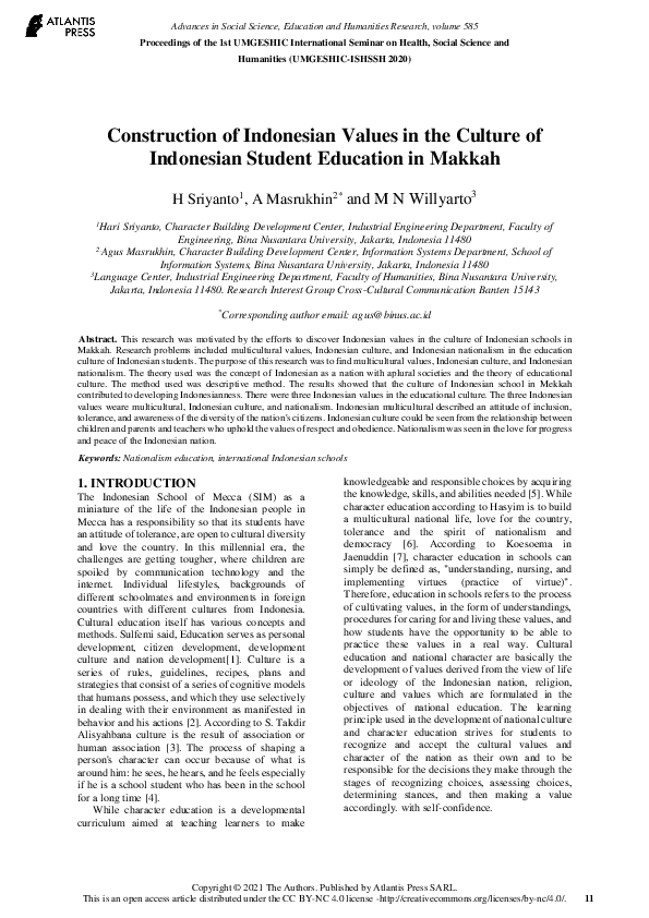 (PDF) Construction of Indonesian Values in the Culture of Indonesian ...