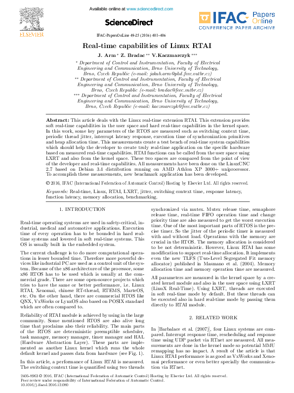 (PDF) Real-time capabilities of Linux RTAI