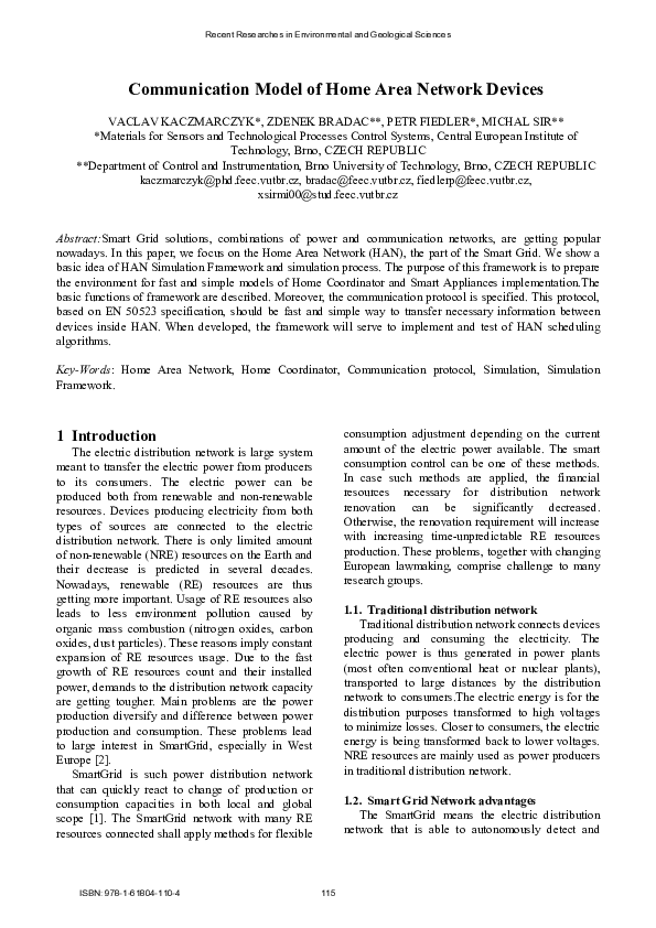 (PDF) Communication Model of Home Area Network Devices