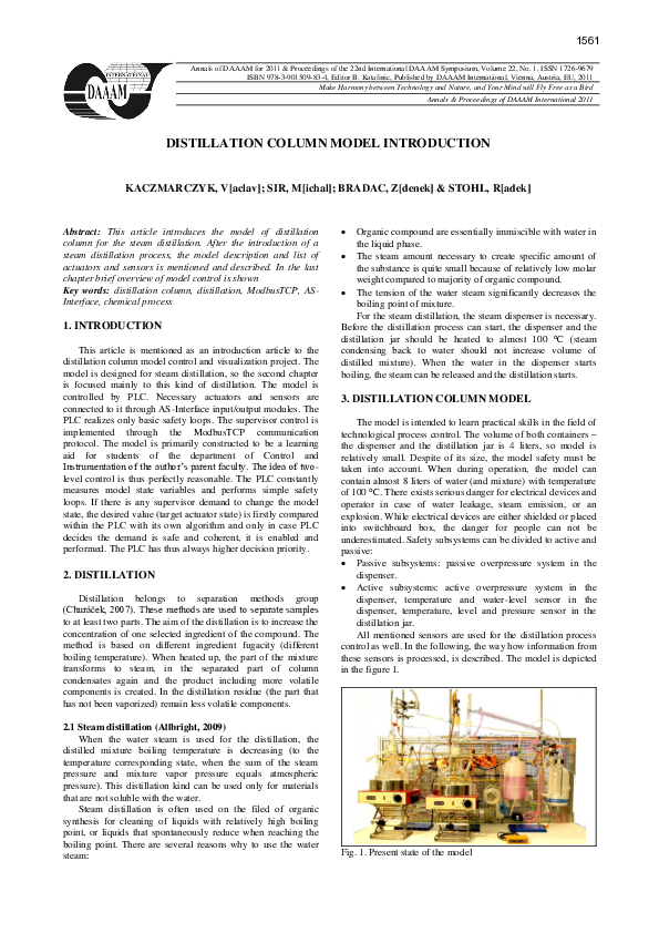 (PDF) Distillation Column Model Introduction