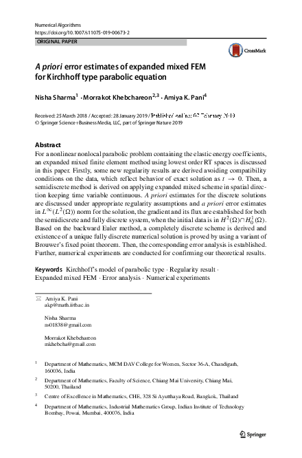 Pdf Error Estimates For Mixed Fem In Parabolic Equations
