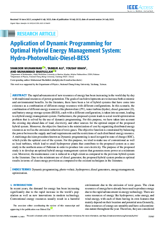 (PDF) Application of Dynamic Programming for Optimal Hybrid Energy ...