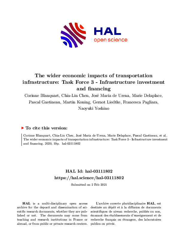 (PDF) The wider economic impacts of transportation infrastructure: Task ...