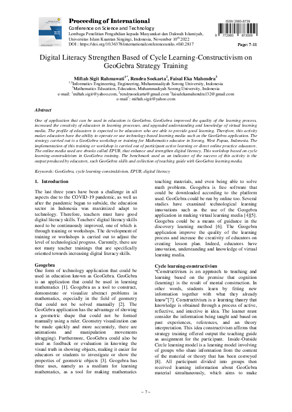 (PDF) Digital Literacy Strengthen Based of Cycle Learning-Constructivism on GeoGebra Strategy ...