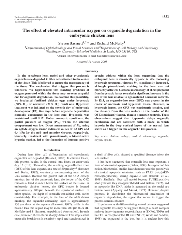 (PDF) The effect of elevated intraocular oxygen on organelle ...