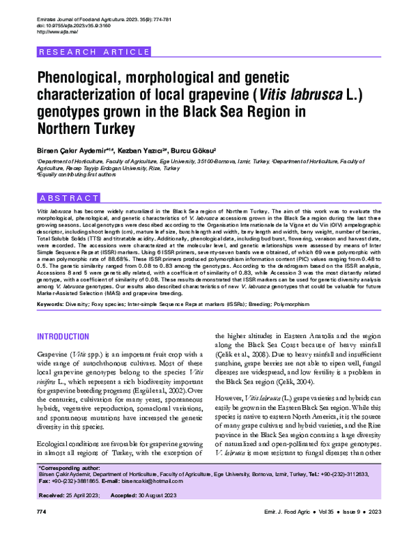 (PDF) Phenological, morphological and genetic characterization of local ...